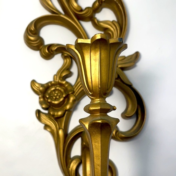 Syroco | Wall Decor | Vintage Syroco Gold Decorative Wall Candle Sconce ...